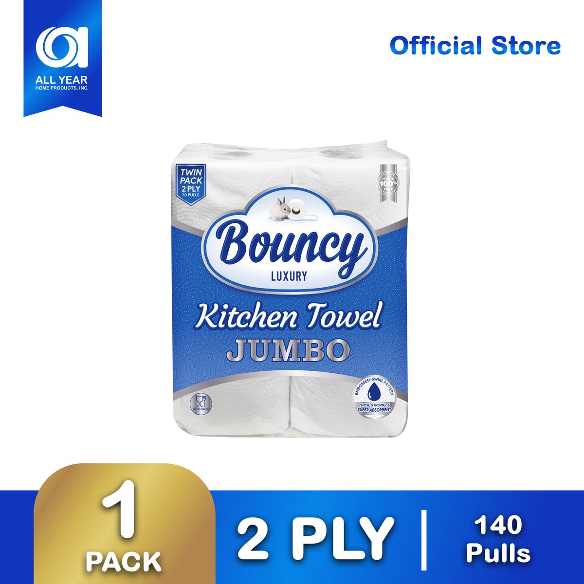 Bouncy Kitchen Towel 2 Ply 70 Pulls x 2 Rolls – Need Tissue?