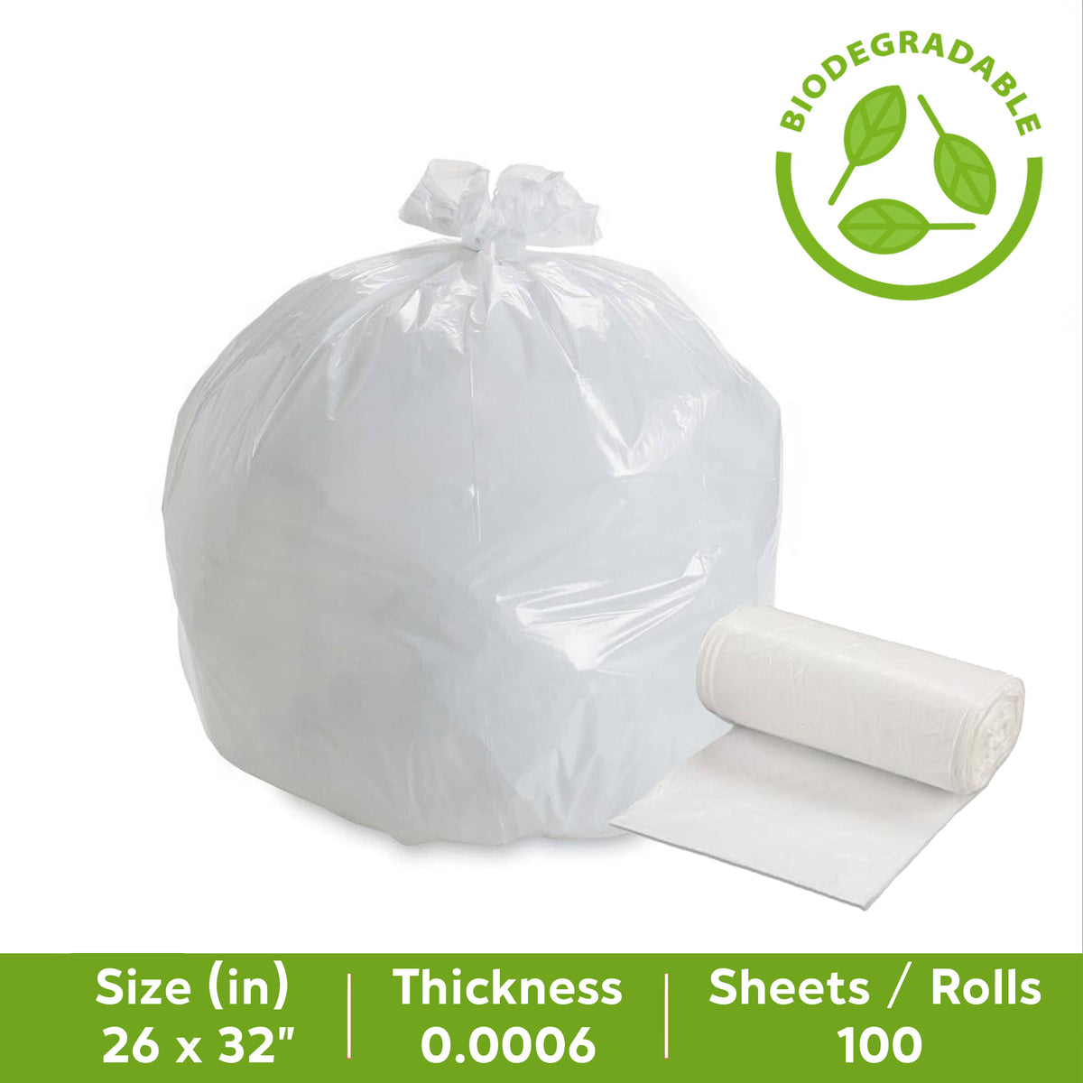 Evergreen Large Built-In Tie BIO Transparent Trash Bags – Need Tissue?